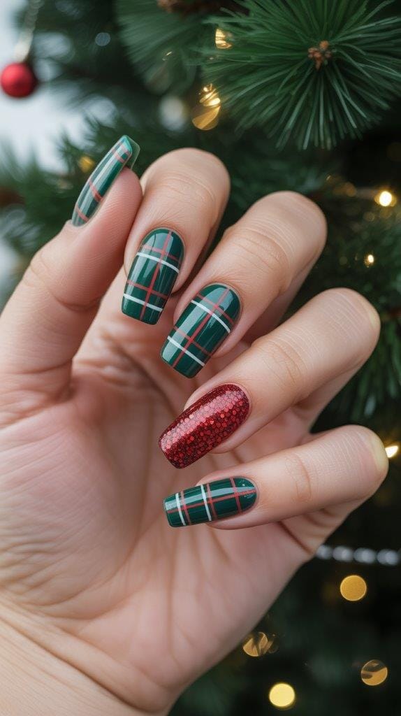 19 Festive Christmas Plaid Nail Designs for Holiday Glam - Faculty of ...